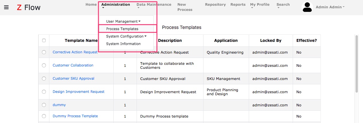 process-templates – ZPLM